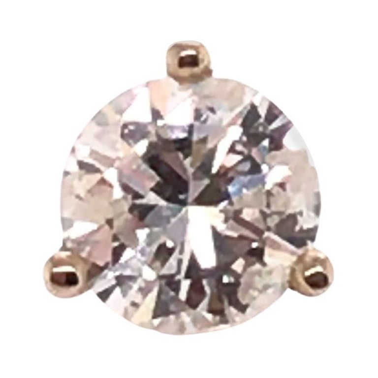Martini Set Diamond Single Stud Earring .50ct Round Brilliant 14k White ...