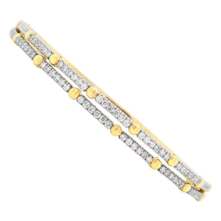 Double Wrapped Yellow and White Gold Diamond Bracelet For Sale at 1stDibs