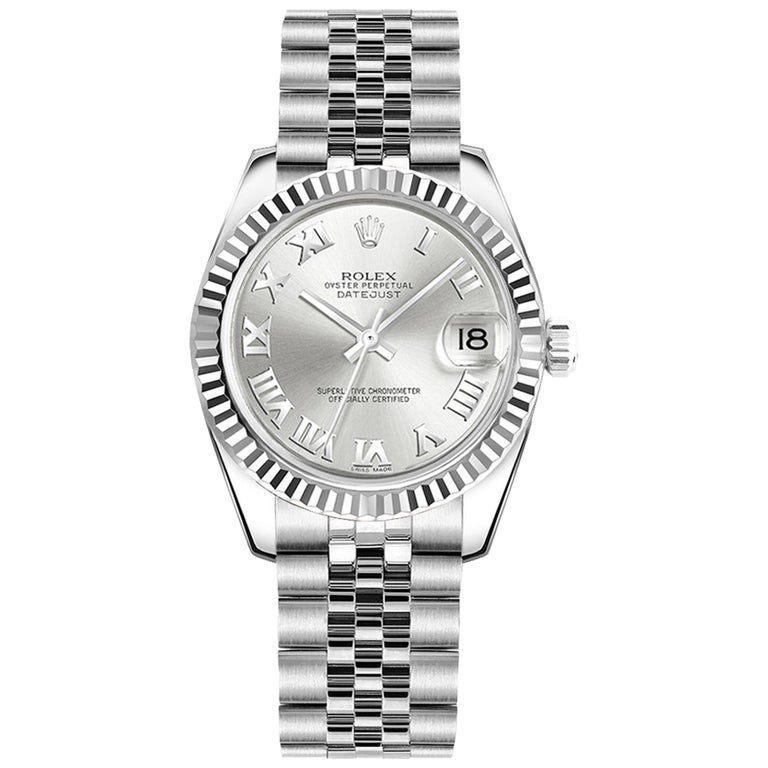 Rolex Datejust Silber Zifferblatt Edelstahl Jubiläums-Armbanduhr 178274 ...