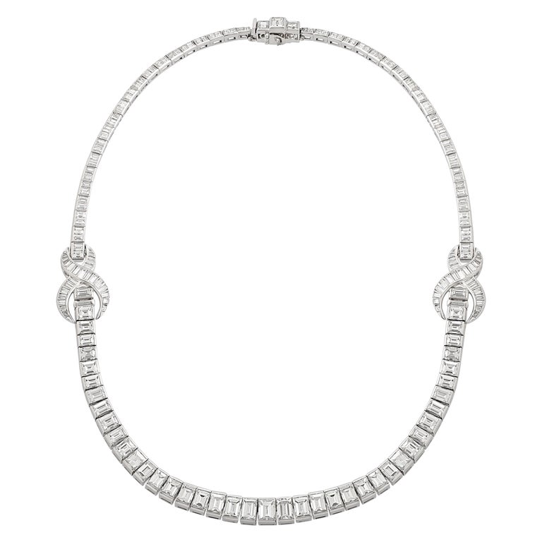 Platinum and Diamond Convertible Riviere Necklace For Sale at 1stDibs