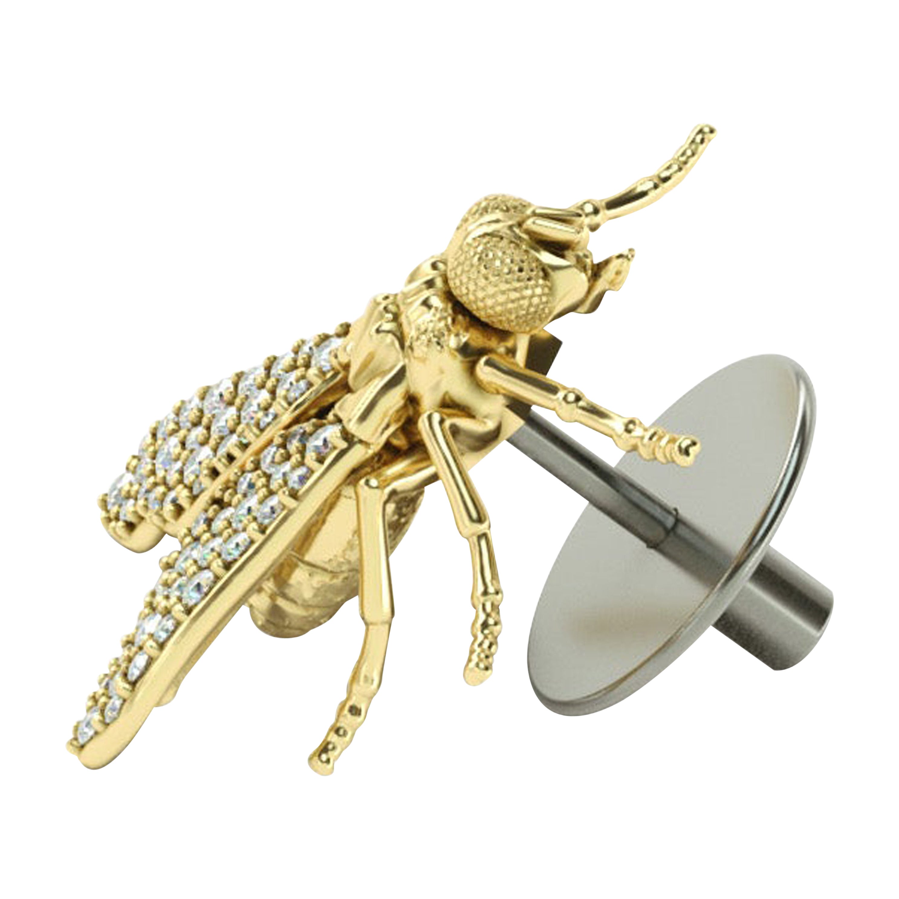 Fly Earring, 18K Black Gold and Full pavé White Diamonds For Sale at ...