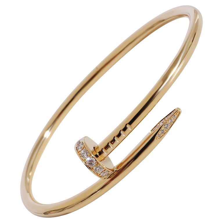 Cartier Juste Un Clou Diamond Bracelet in 18k Yellow Gold 0.58 Ctw For Sale at 1stDibs