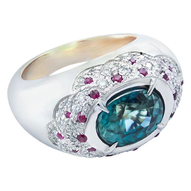 Starlight and 0, 60ct White Diamond with Ruby Pavé Cocktail Ring Made ...