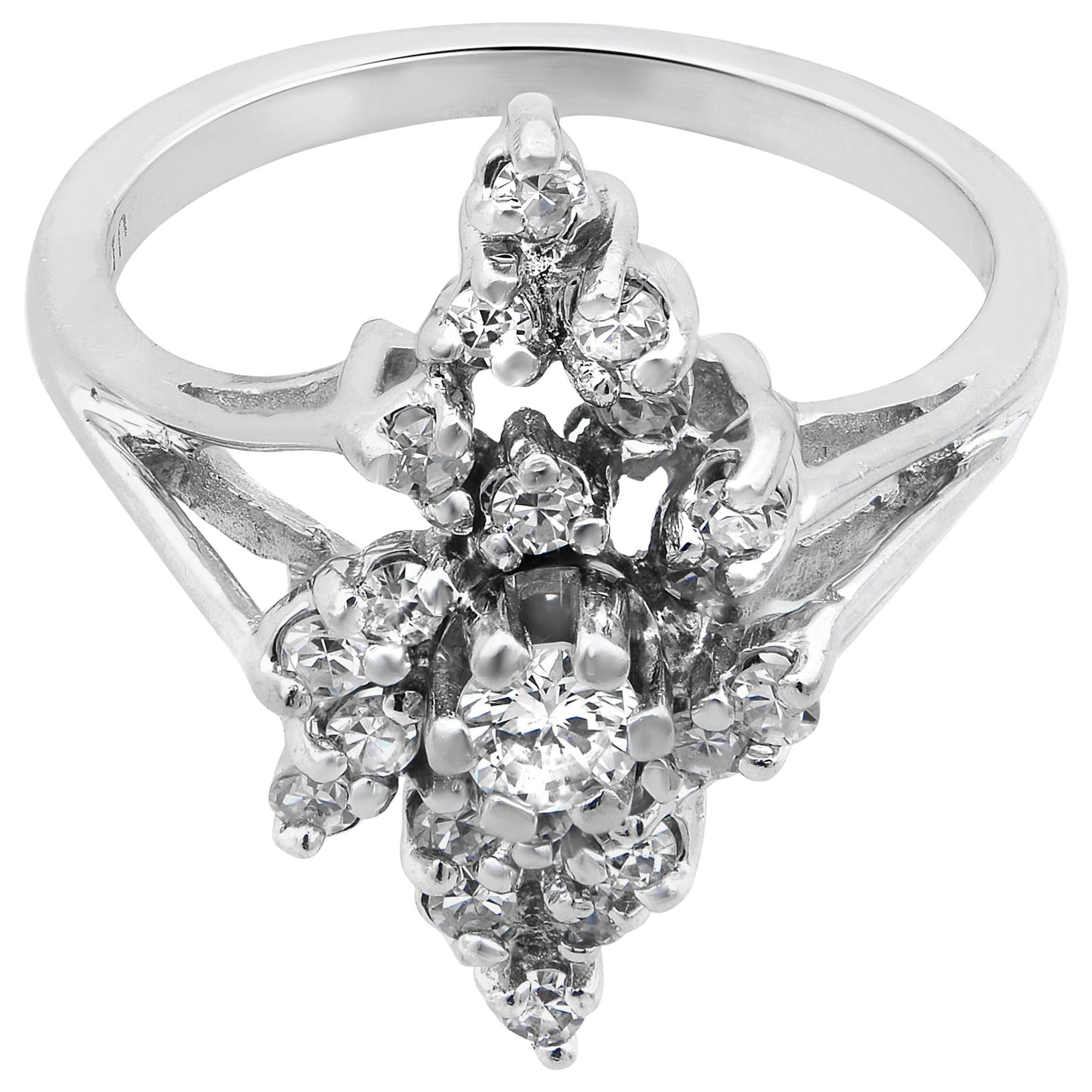 Rachel Koen 18 Karat White Gold Layered Wide Band Diamond Ring 1.00 ...