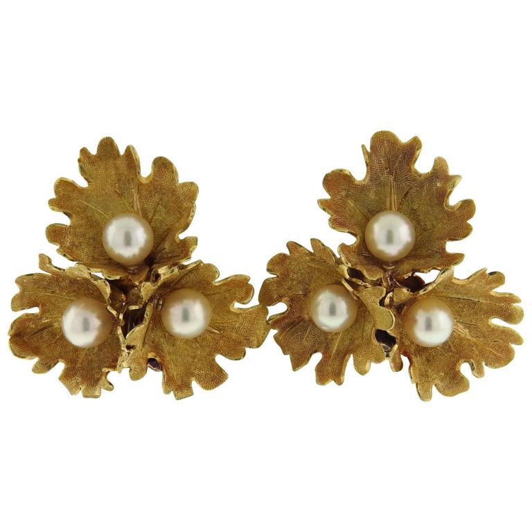 Large Buccellati Pearl Gold Earrings at 1stDibs