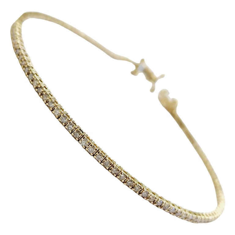 1.20 Carat Round Brilliant Cut Diamond Tennis Bracelet 14 Karat Yellow Gold For Sale at 1stDibs