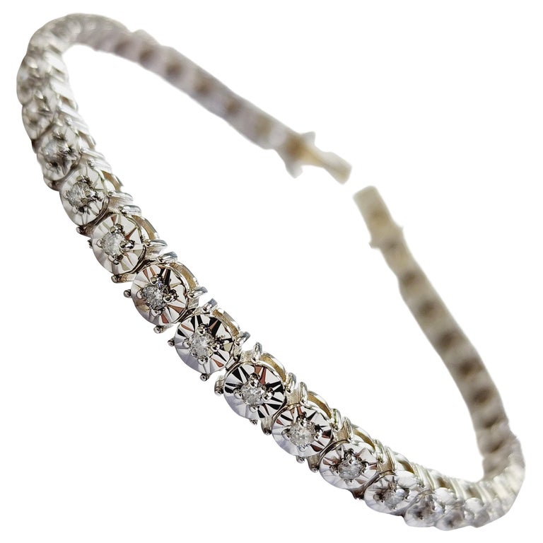 1.42 Carats Diamond Cut Miracle Illusion Tennis Bracelet 14 Karat White ...