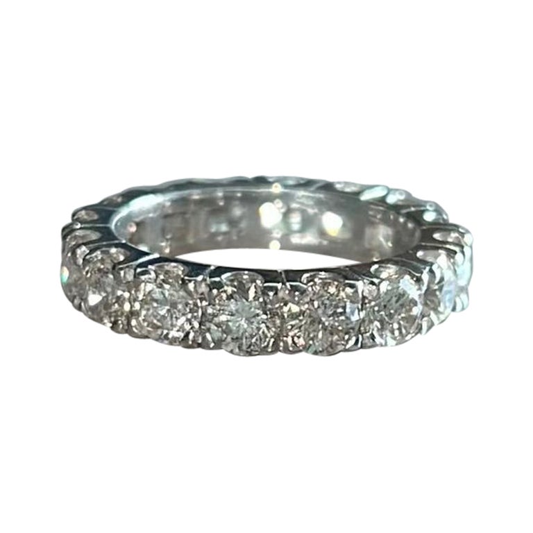 Classic White 5 Carat Round Cut Eternity Band Ring Set in White ...