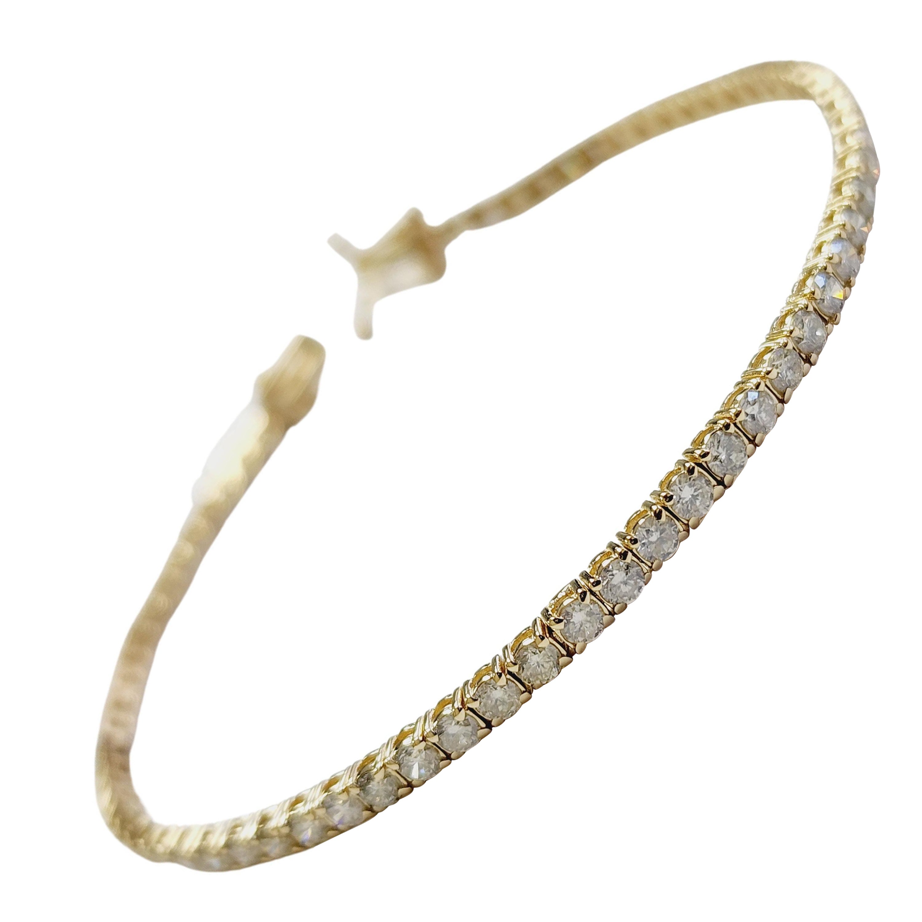 2 34 Carat Round Brilliant Cut Diamond Tennis Bracelet 14 Karat Yellow