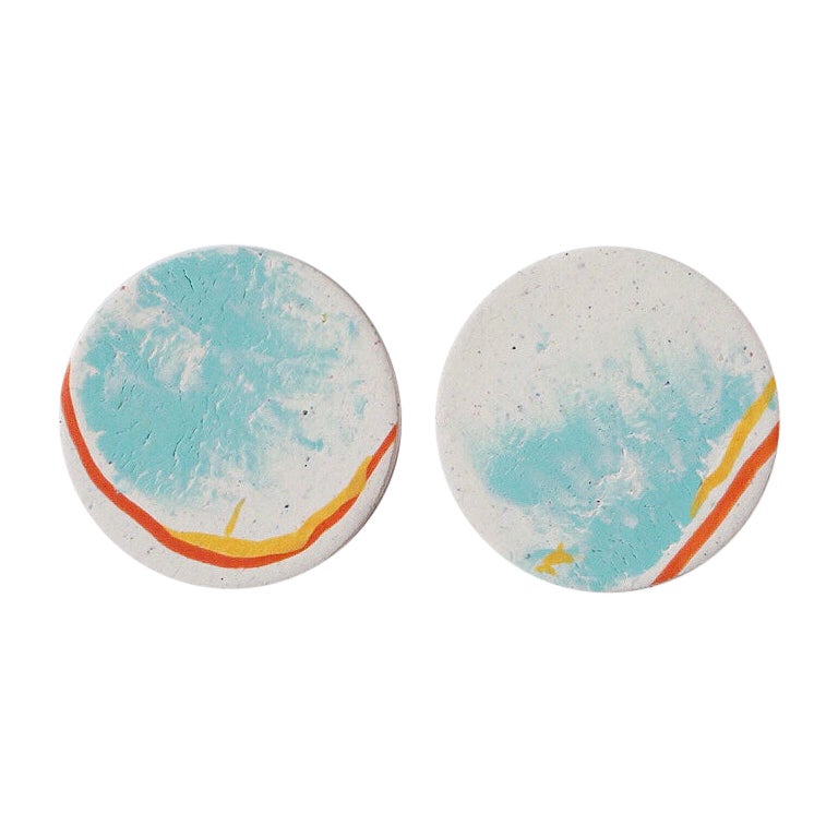 Painterly Simple Round Studs For Sale at 1stDibs