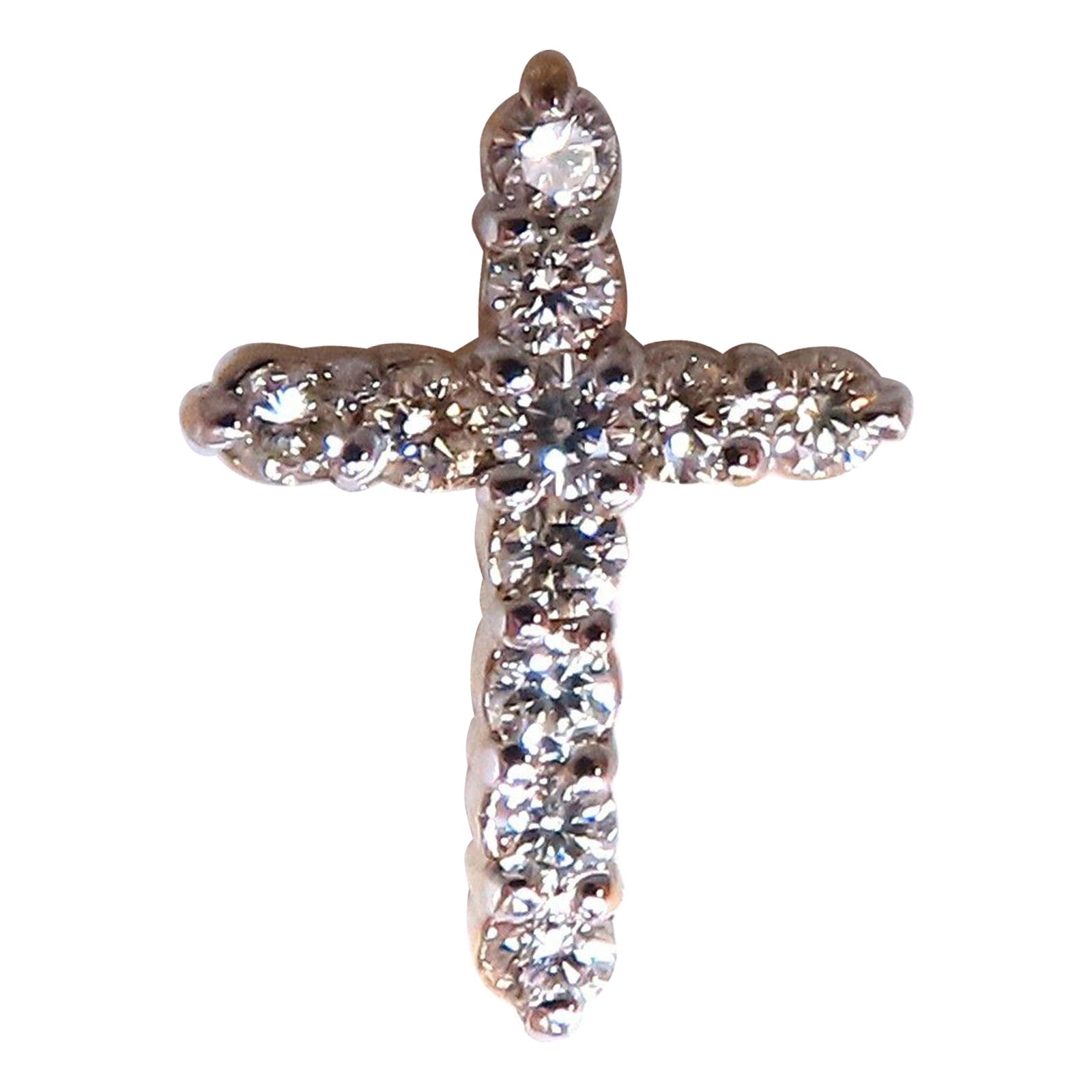 .36ct Natural Diamonds Petite Cross Pendant 14kt For Sale at 1stDibs