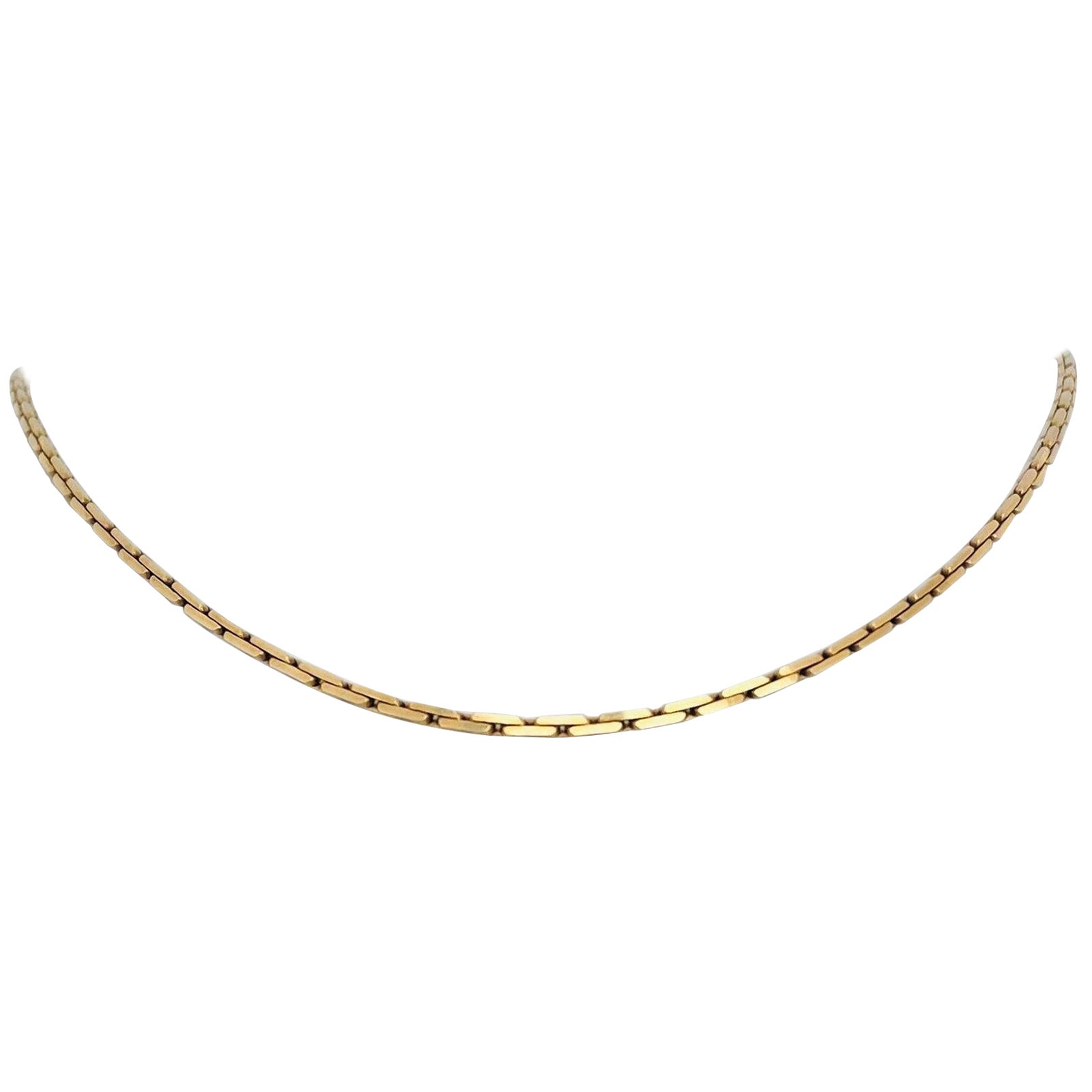 14 Karat Yellow Gold Solid Thin Box Link Chain Necklace For Sale at 1stDibs