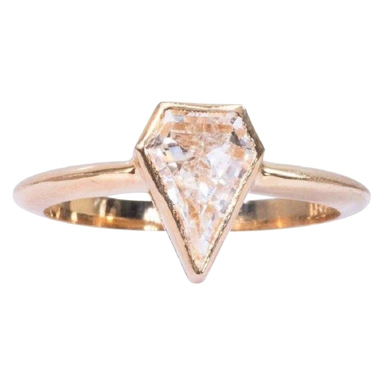 Art Deco Style Kite Shape Yellow Gold Ring with 0.96 Ct Diamond, AGL ...