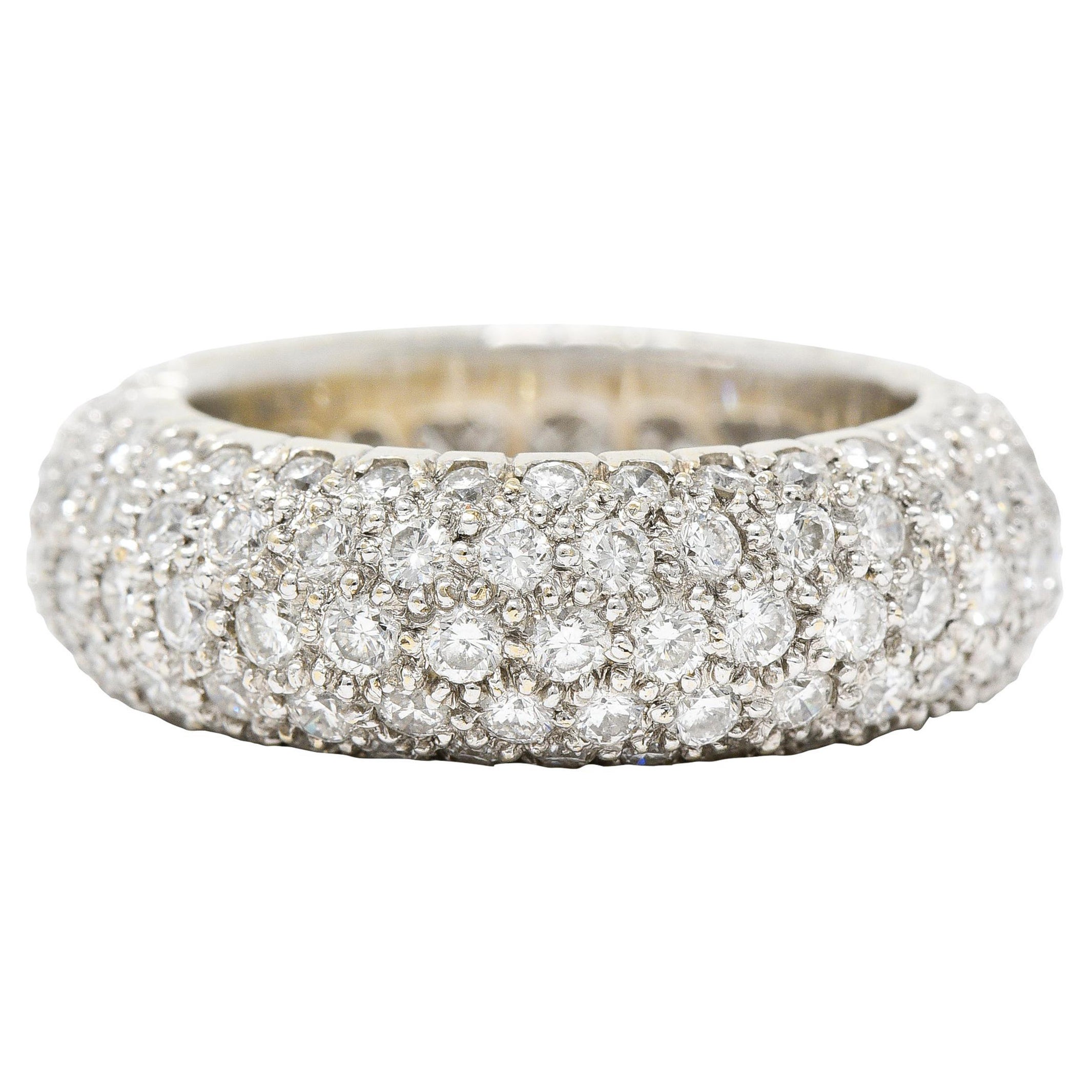 Van Cleef and Arpels 1.15 Carats Pavé Diamond 18 Karat Gold Perlée Band ...