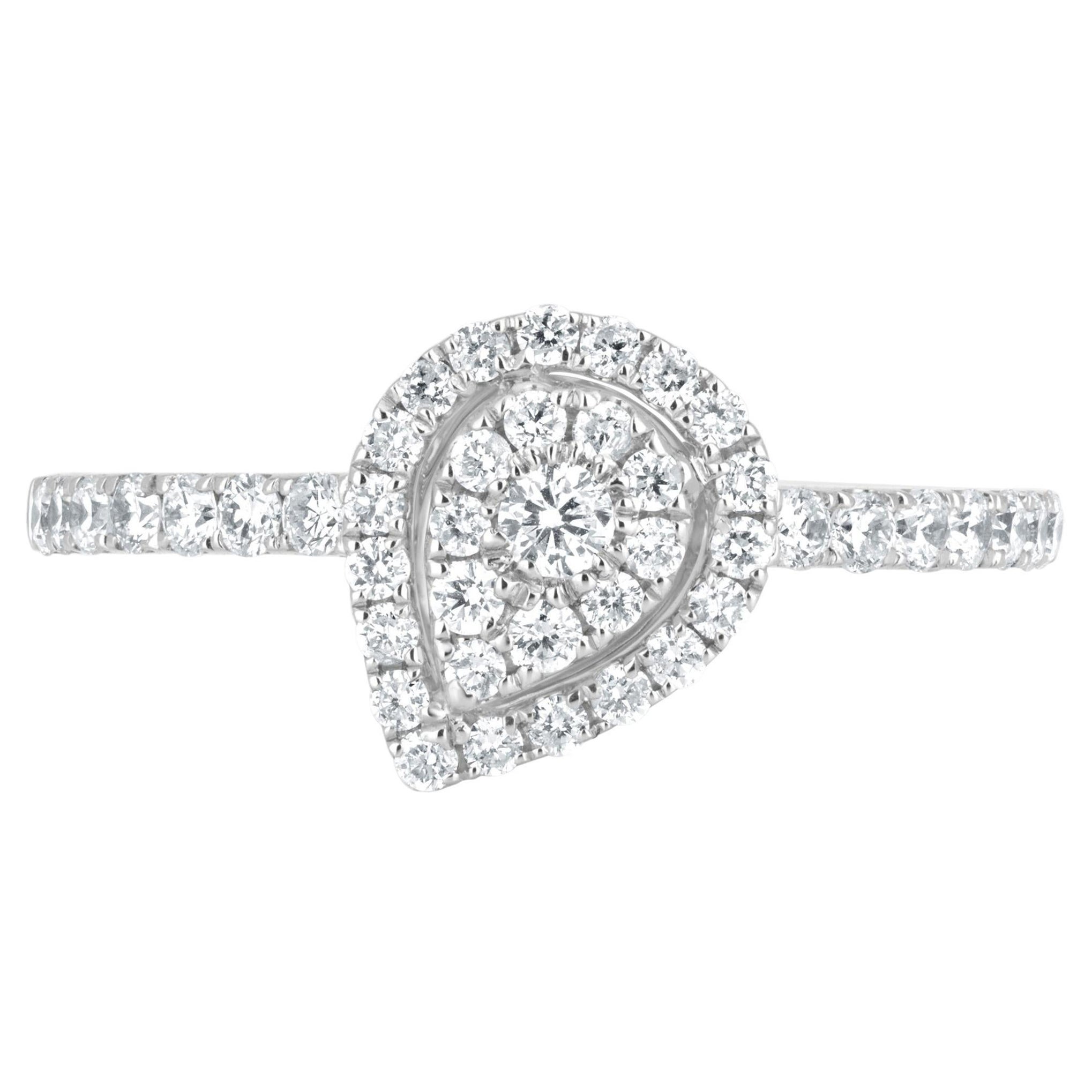 Luxle Round Diamond Heart Shaped Cluster Ring in 18k White Gold For ...