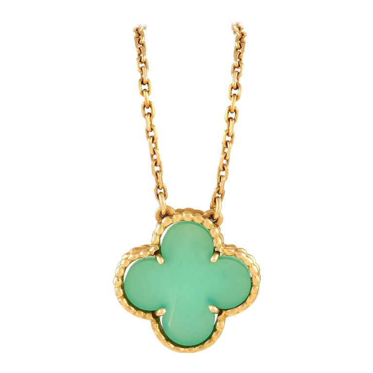 Van Cleef and Arpels Alhambra 18K Yellow Gold Chalcedony Necklace For ...