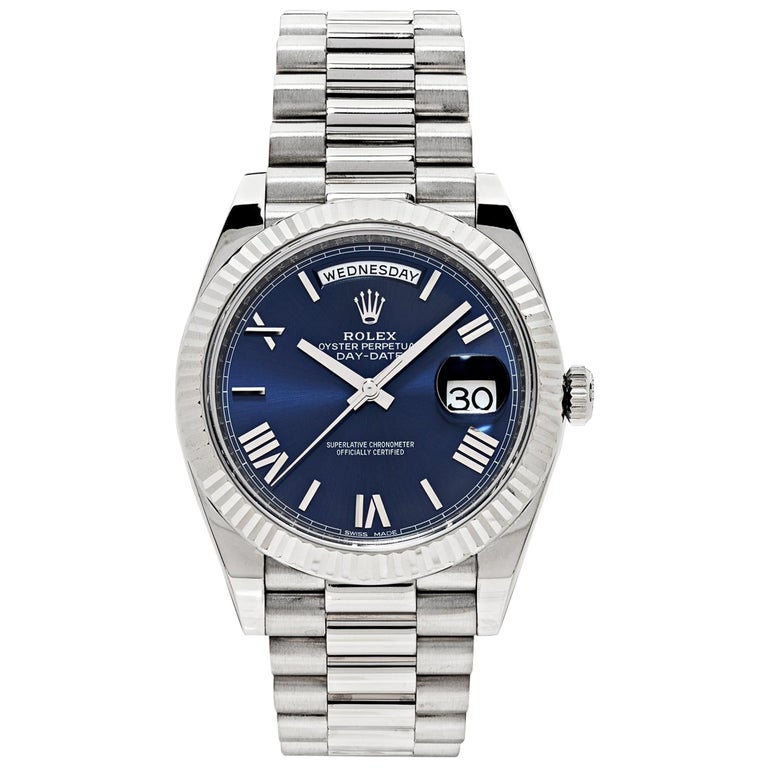 Rolex Day-Date 40 White Gold Blue Dial 228239 For Sale at 1stDibs