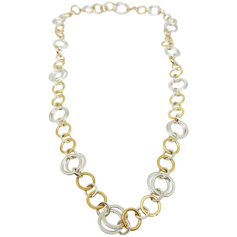 Tiffany and Co. Silver Gold Circle Link Necklace at 1stDibs | gold and ...