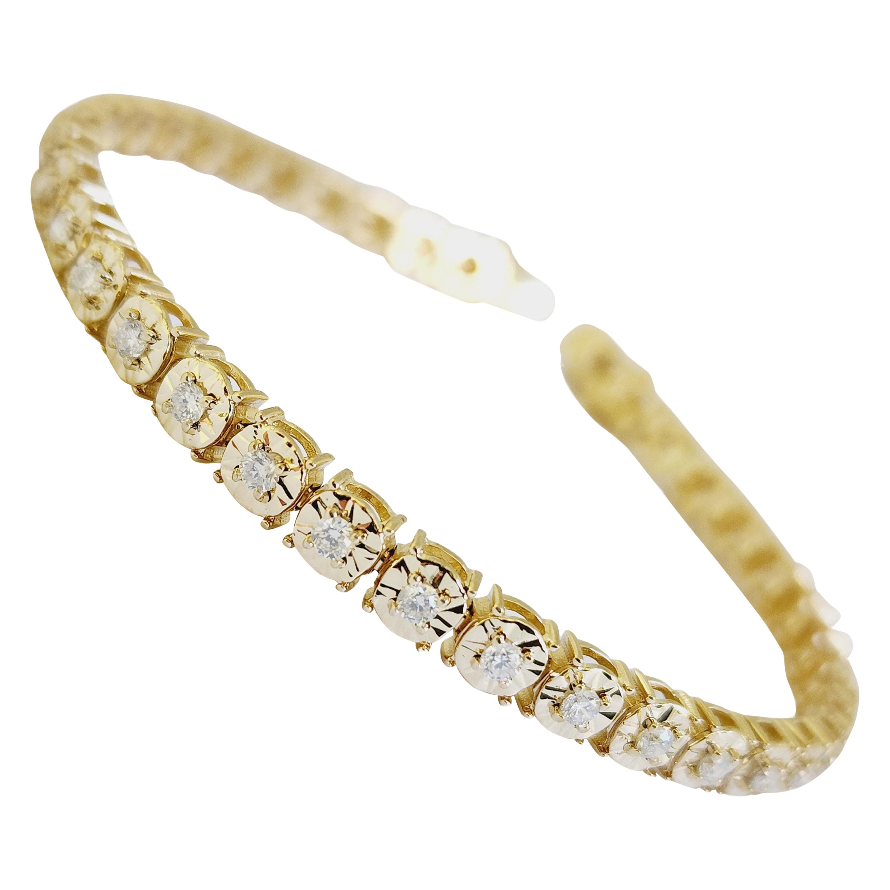 1 51 Carats Diamond Cut Miracle Illusion Tennis Bracelet 14 Karat