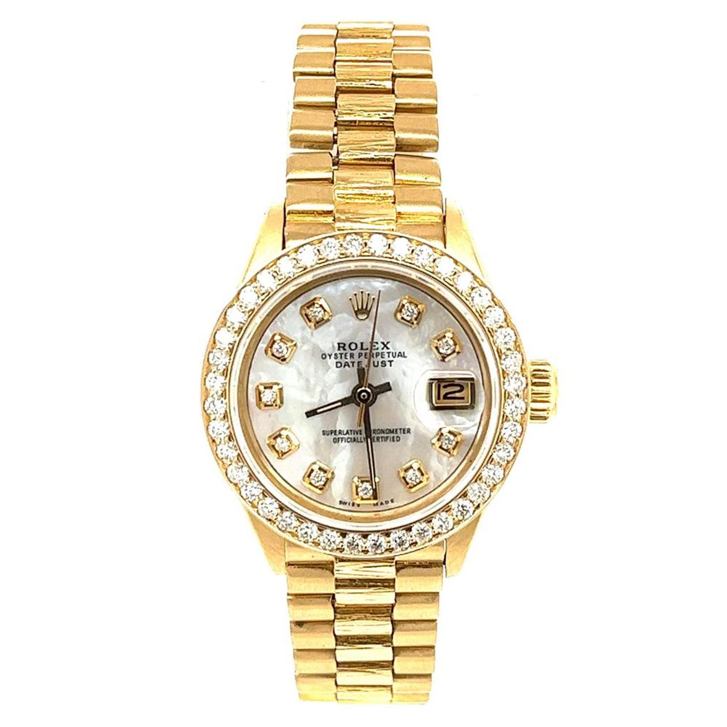 Rolex Lady's Yellow Gold Diamond Datejust Wristwatch Ref 69138 at ...