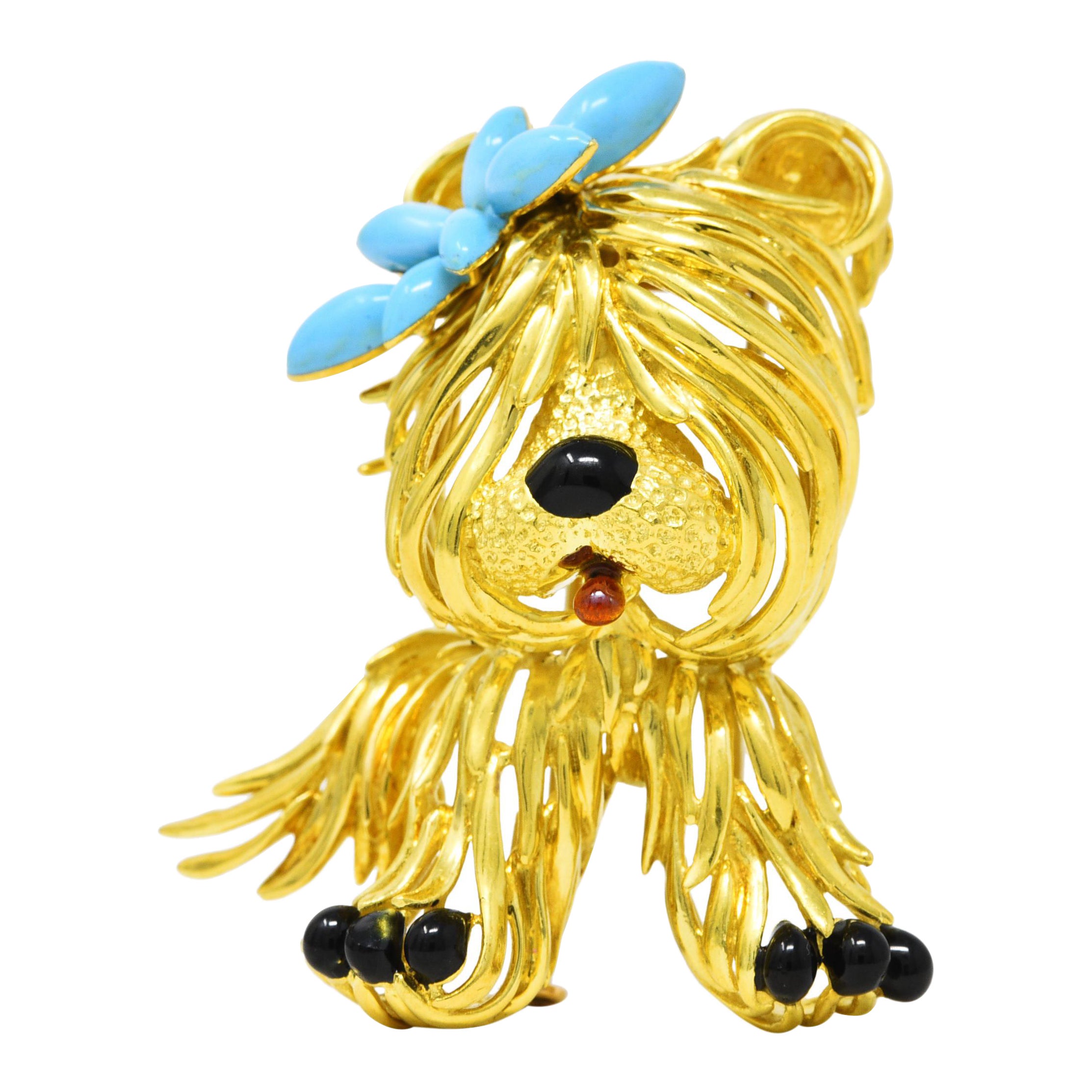 FRED Paris Turquoise Dog Brooch at 1stDibs