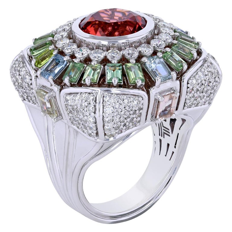 TOKTAM 18k White Gold Majestic Multi Colored Sapphire Tourmaline ...