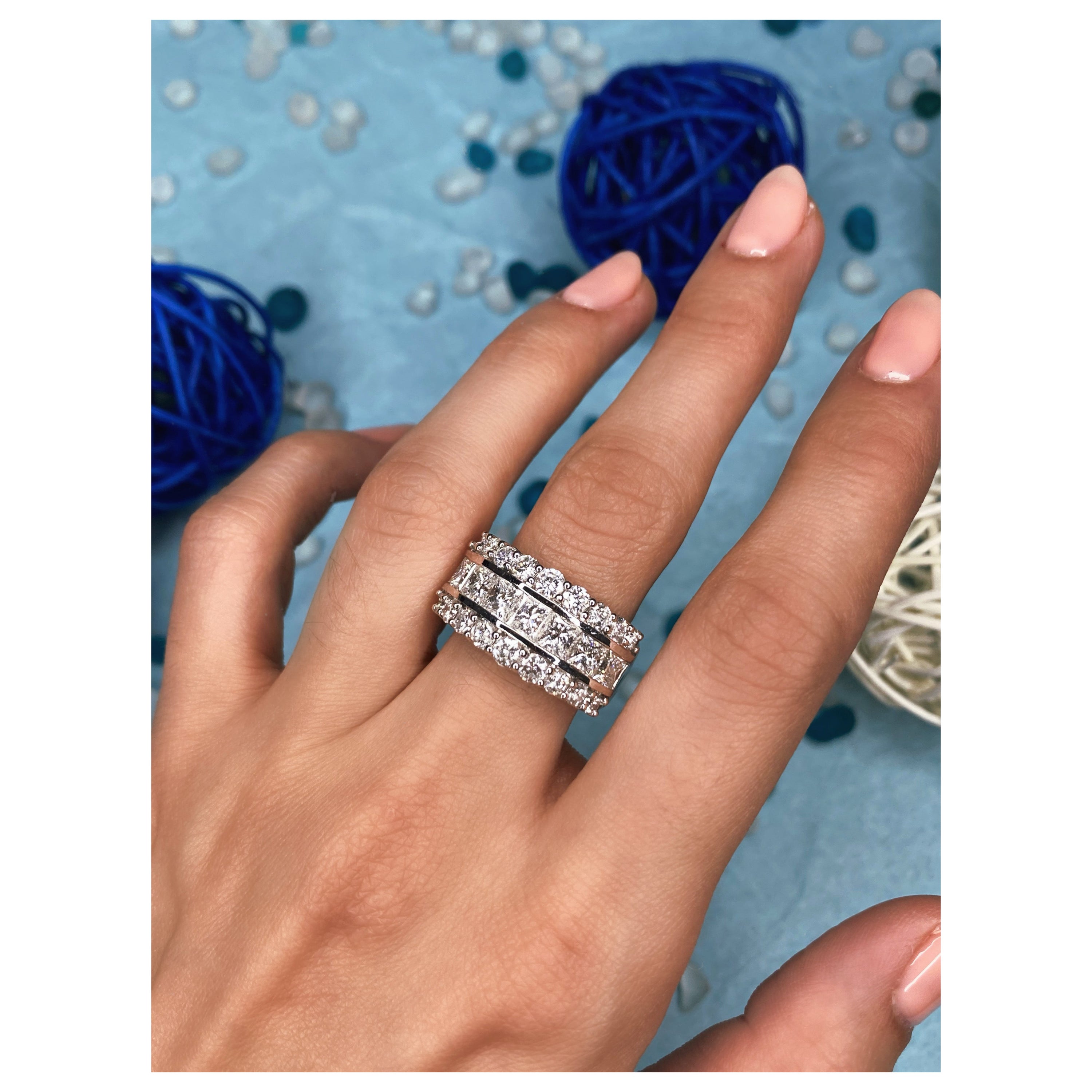 Customizable Three-Stone Cocktail Ring with 3.25ct of Total Diamond ...