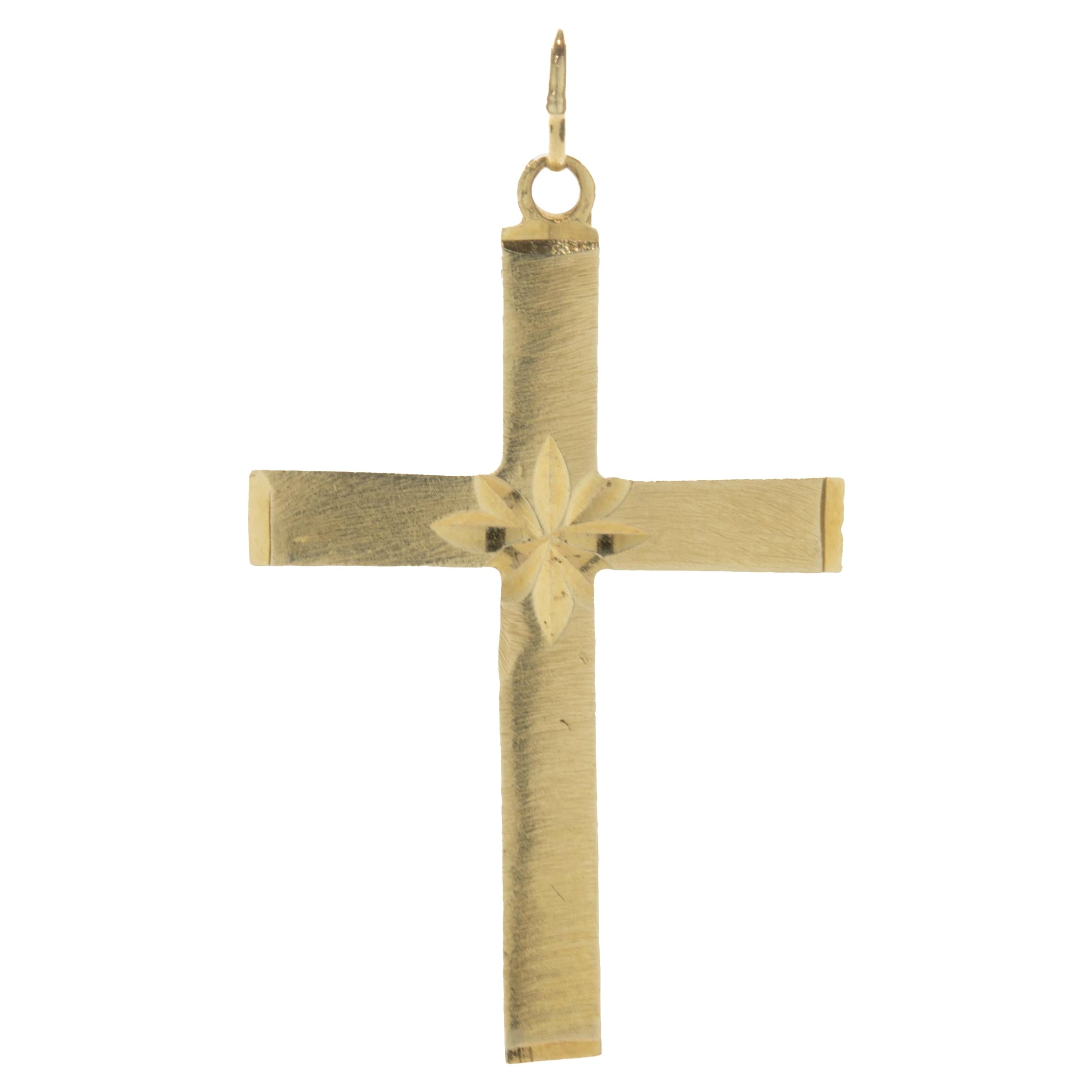 14 Karat Yellow Gold Diamond Cross Pendant at 1stDibs