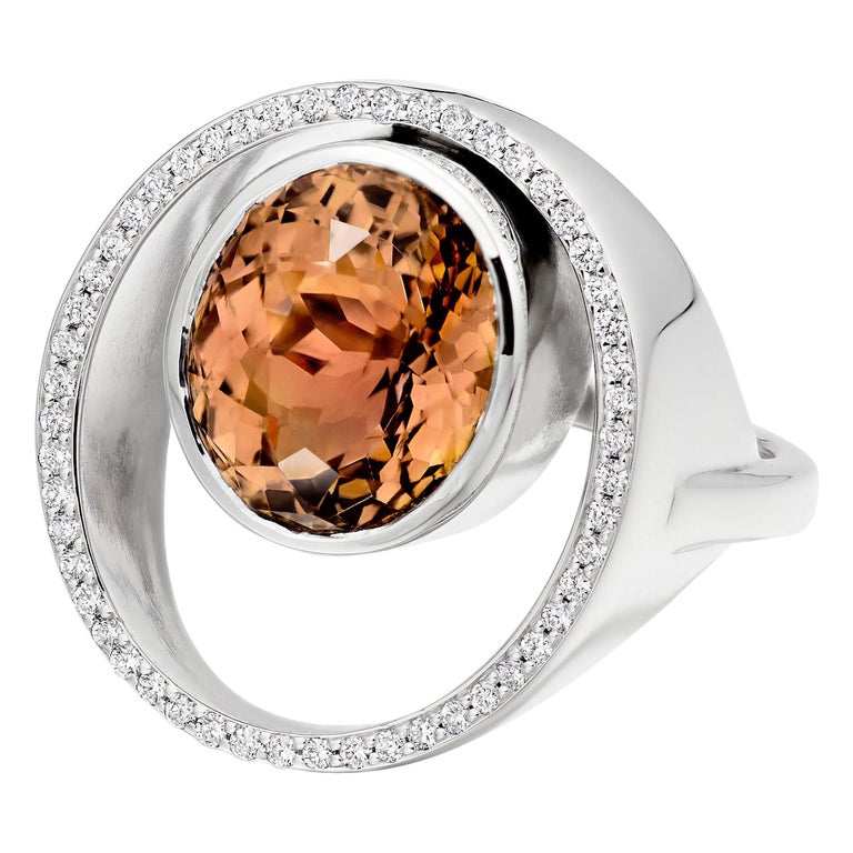 Lilly Hastedt Cognac Tourmaline Peacock Gold Ring For Sale at 1stDibs