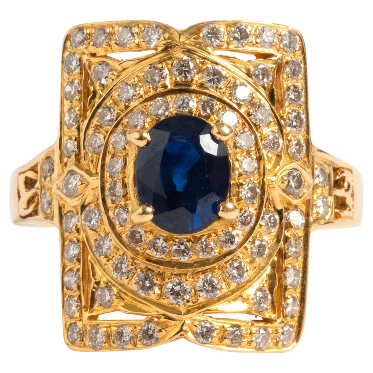 Sparkling 18 Carat Sapphire and Diamond Dress Ring, Fully Hallmarked at ...
