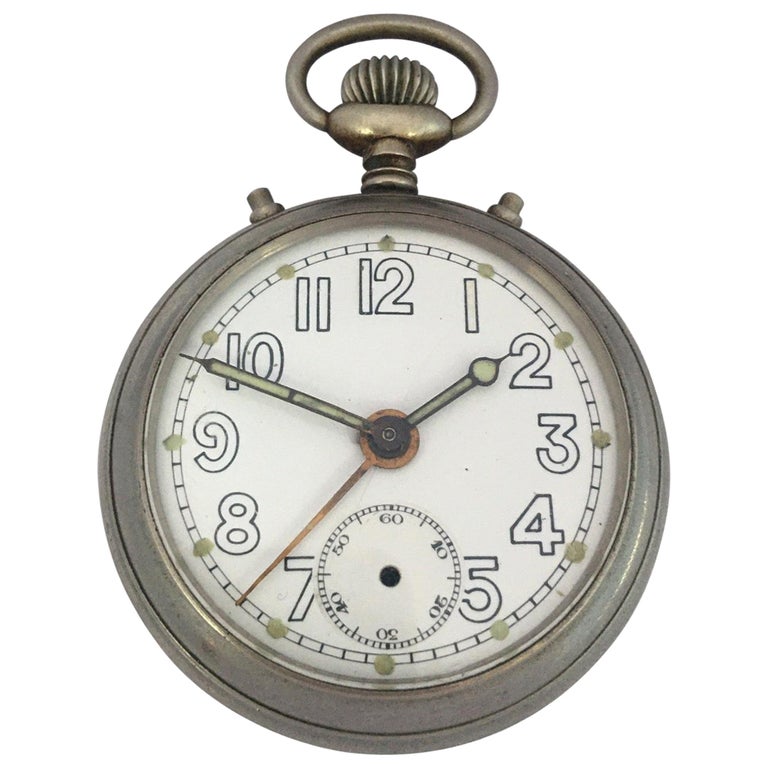 Antique Silver Plated Alarm Pocket Watch Signed Junghans For Sale at ...