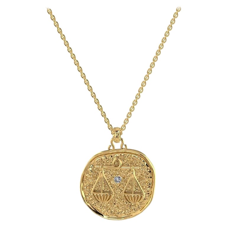 Toktam 18k Yellow Gold Zodiac Sign Libra Diamond Necklace For Sale at ...
