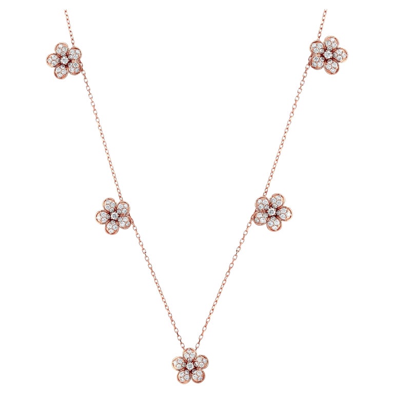 TOKTAM 18k Rose Gold Romantic Diamond Rose Choker Necklace With ...