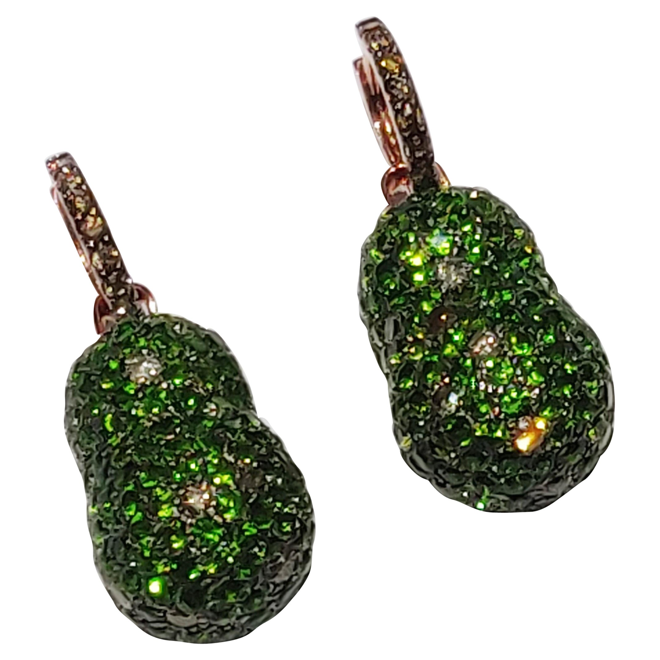 2 Sided Multicolour Stone Hoops Blue/Yellow/Orange Sapphire Tsavorite ...