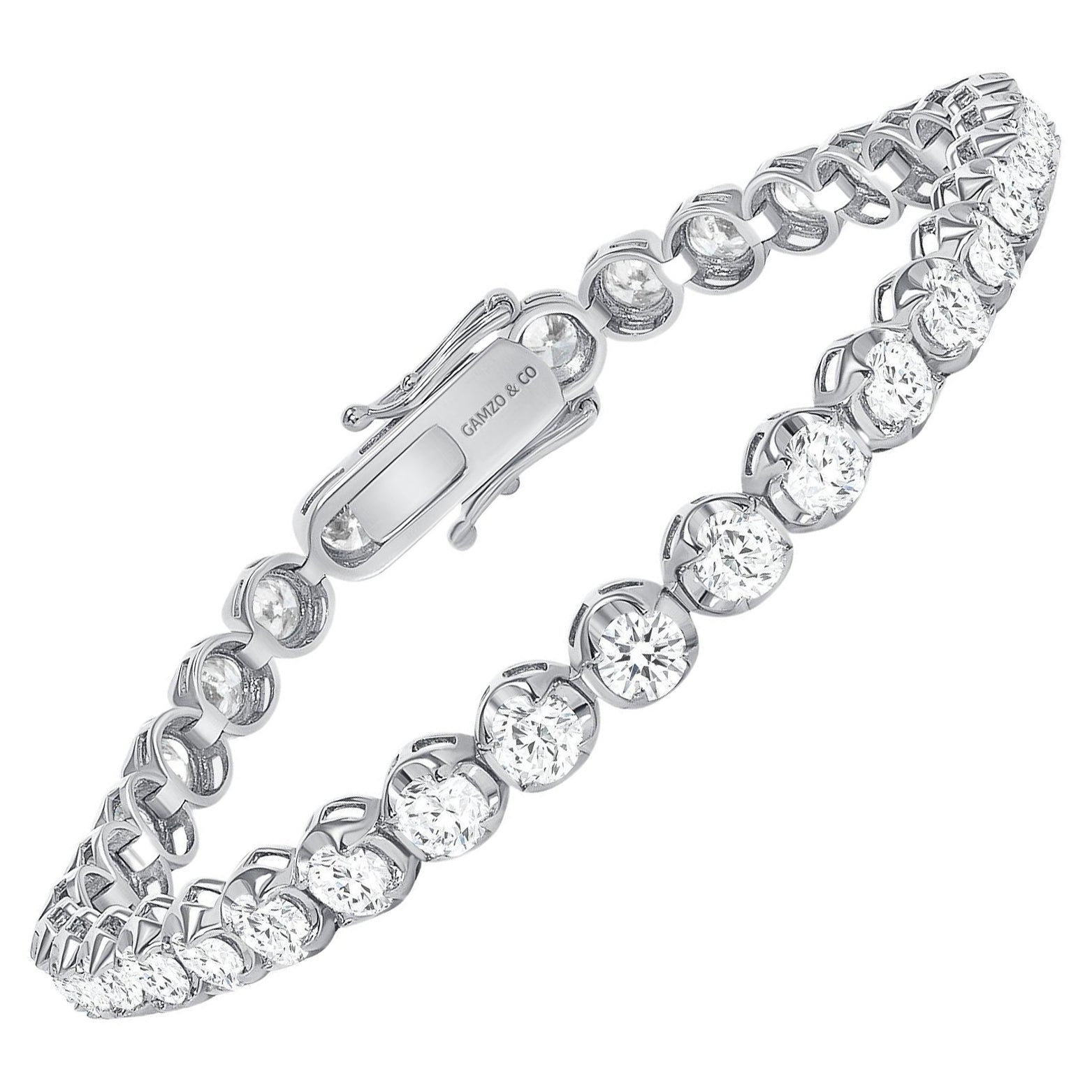7 Inches 14k White Gold 5 Carat Round Diamond Illusion Setting Tennis