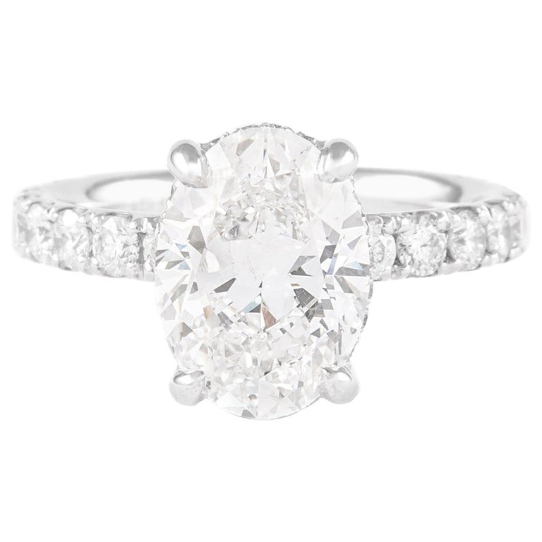Alexander GIA Certified E Color 3.06ct Oval Diamond Ring 18 Karat White Gold at 1stDibs