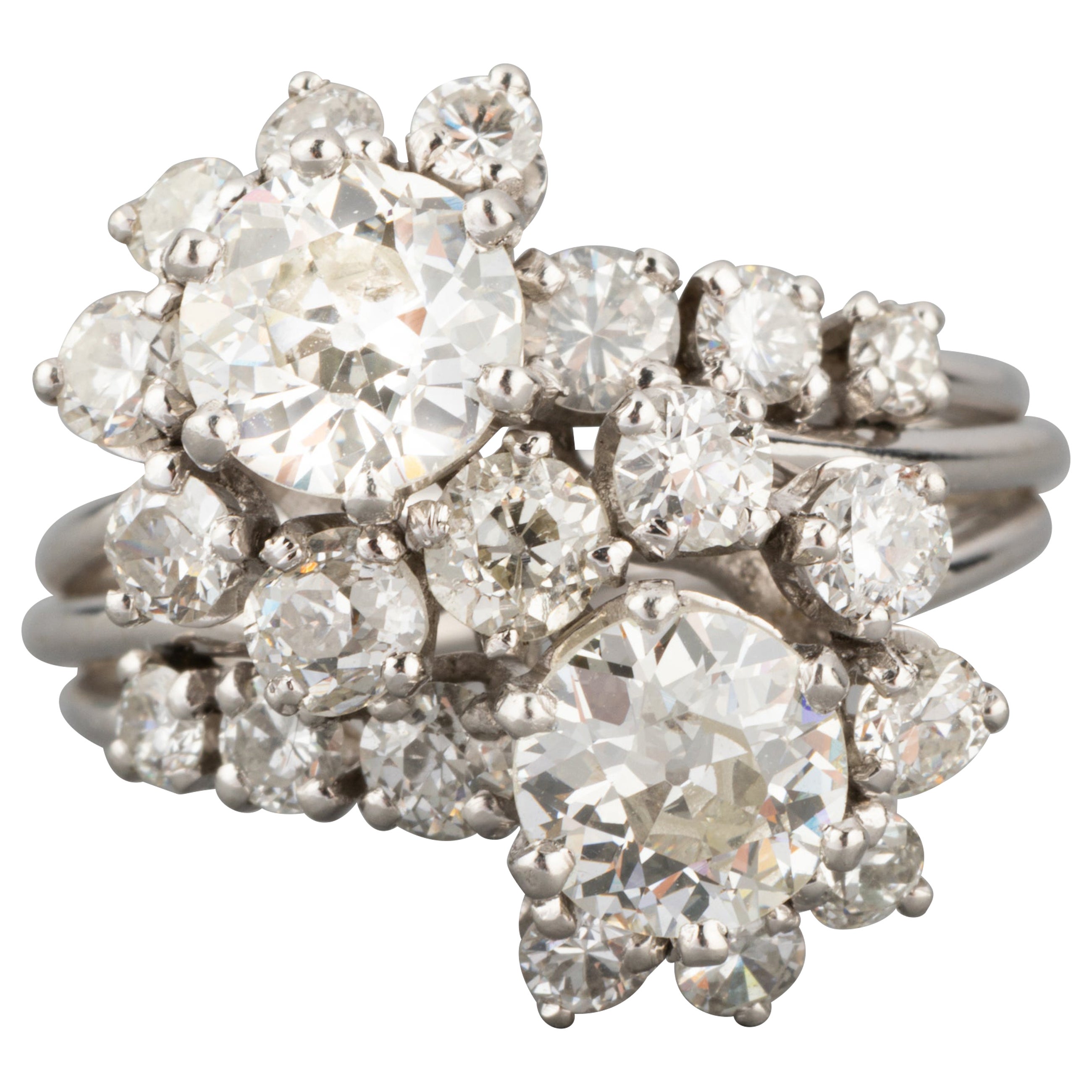 3.30 Carat Old Euro Cut Diamond Engagement Ring at 1stDibs