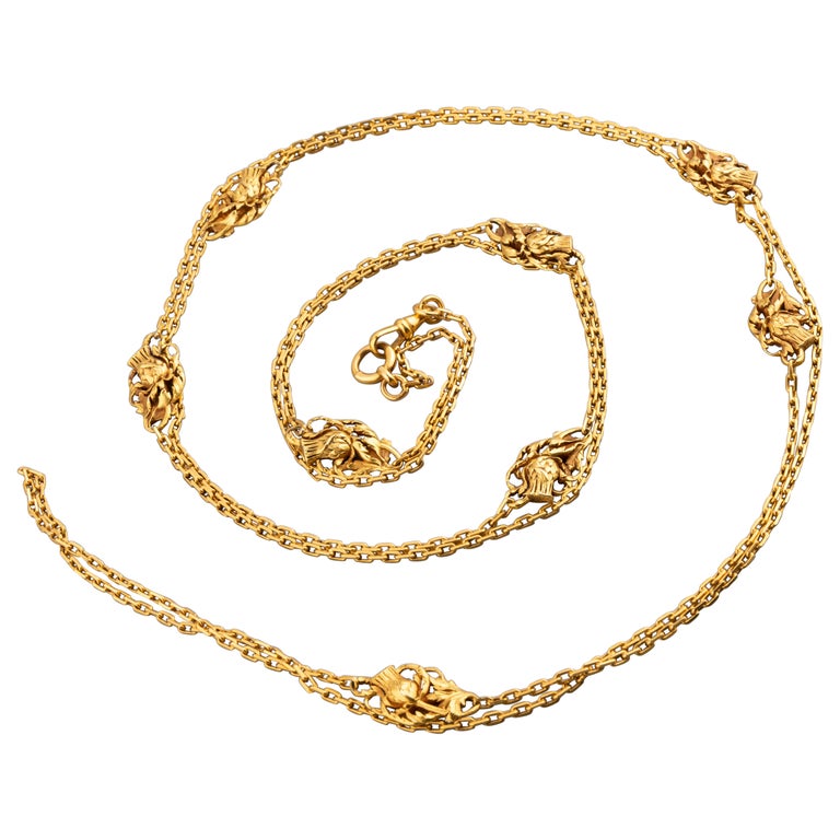 French Gold Antique Necklace For Sale at 1stDibs