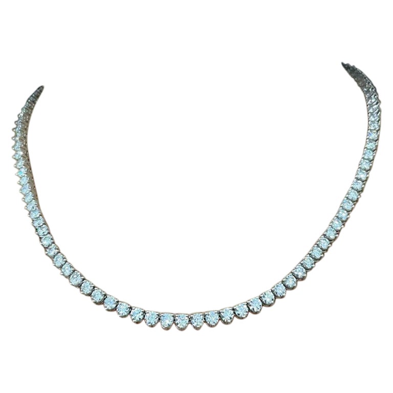 Collier tennis en diamants ronds de 15,51 carats En vente sur 1stDibs