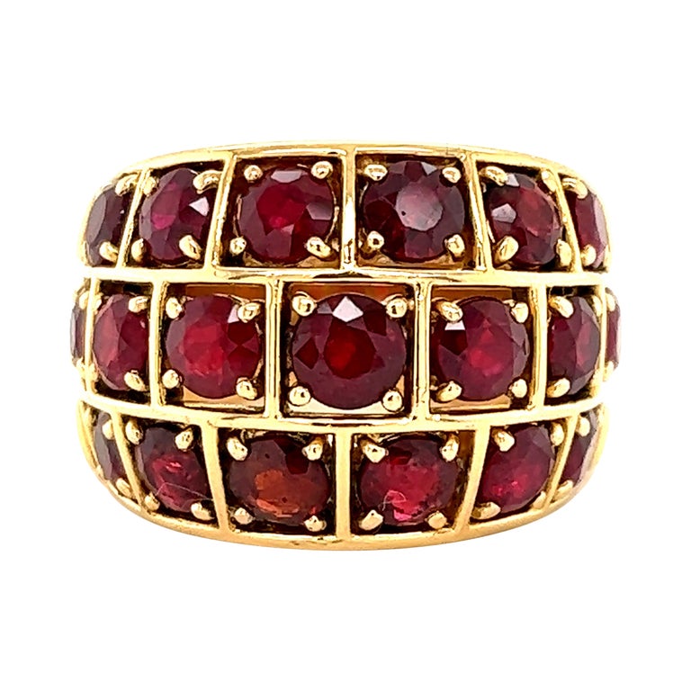 French Made Burmese Ruby Wide Band Cocktail Ring 18k For Sale at 1stDibs