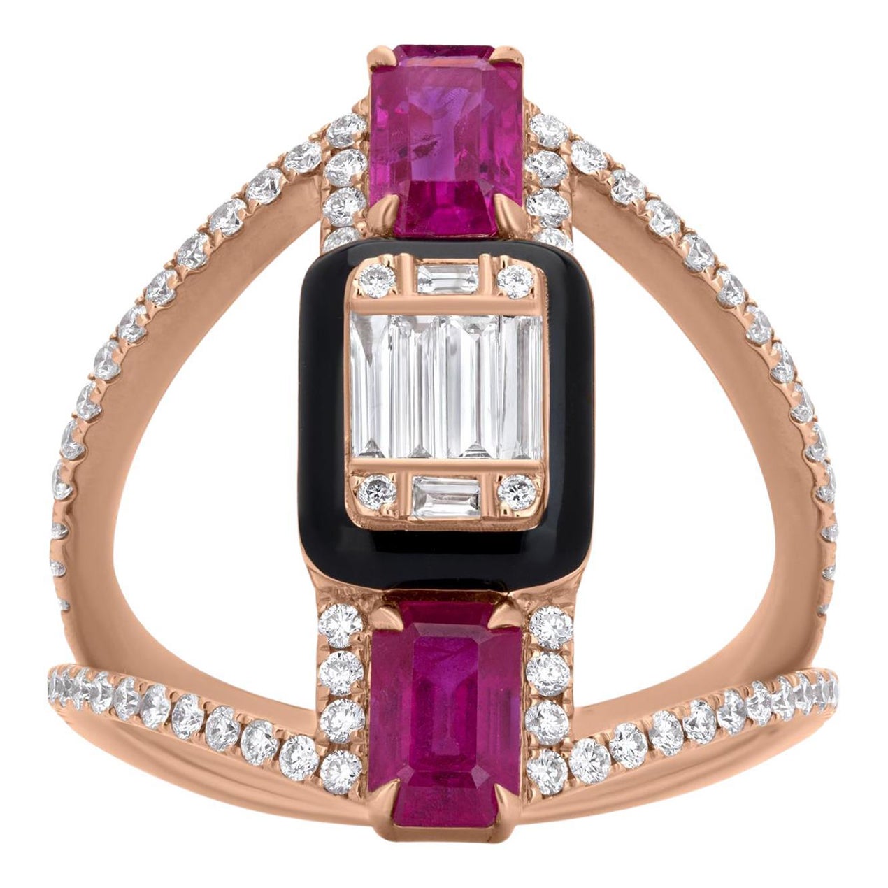 Rachel Koen Diamond Open Wide Band Ring 18k Rose Gold 0.25cttw For Sale ...