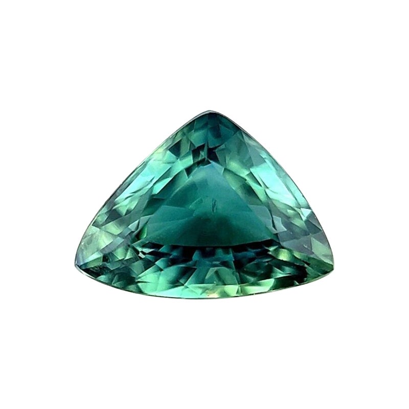 Natural Vivid Green Blue Sapphire 0.63ct Trillion Triangle Cut VVS Gem ...