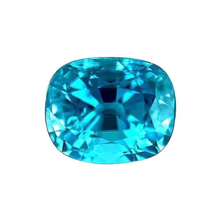 Natural 2.65ct Vivid Neon Blue Zircon Cushion Cut Loose Gemstone VS at ...