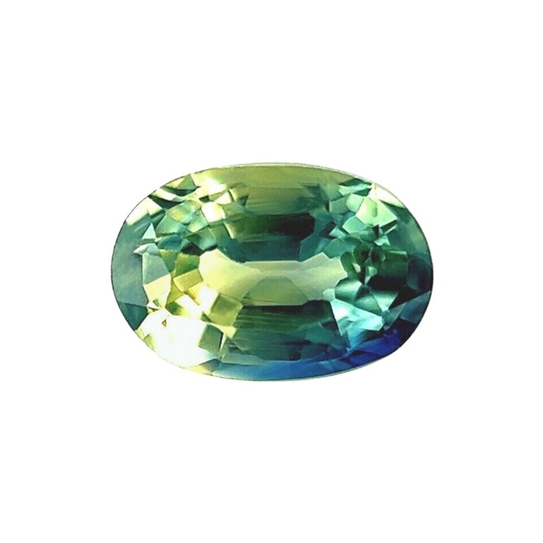 Australian Bi Colour Sapphire 0.74ct Unique Blue Green Oval Cut Gem VS For Sale at 1stDibs