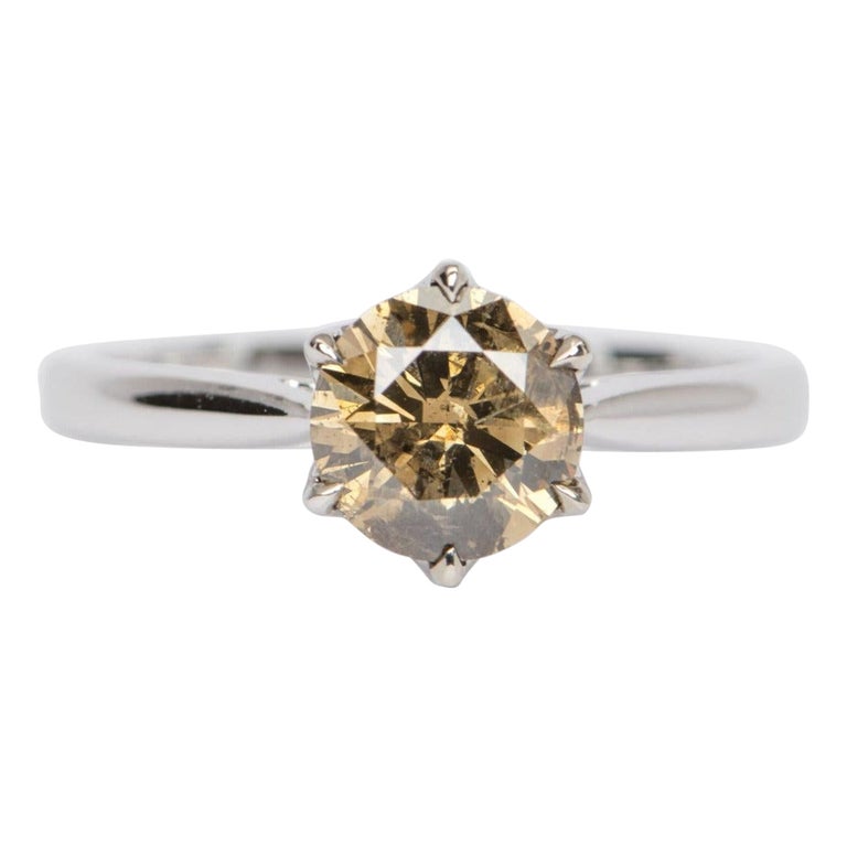 1.31ct Natural Fancy Color Diamond Engagement Ring 14K White Gold For Sale at 1stDibs