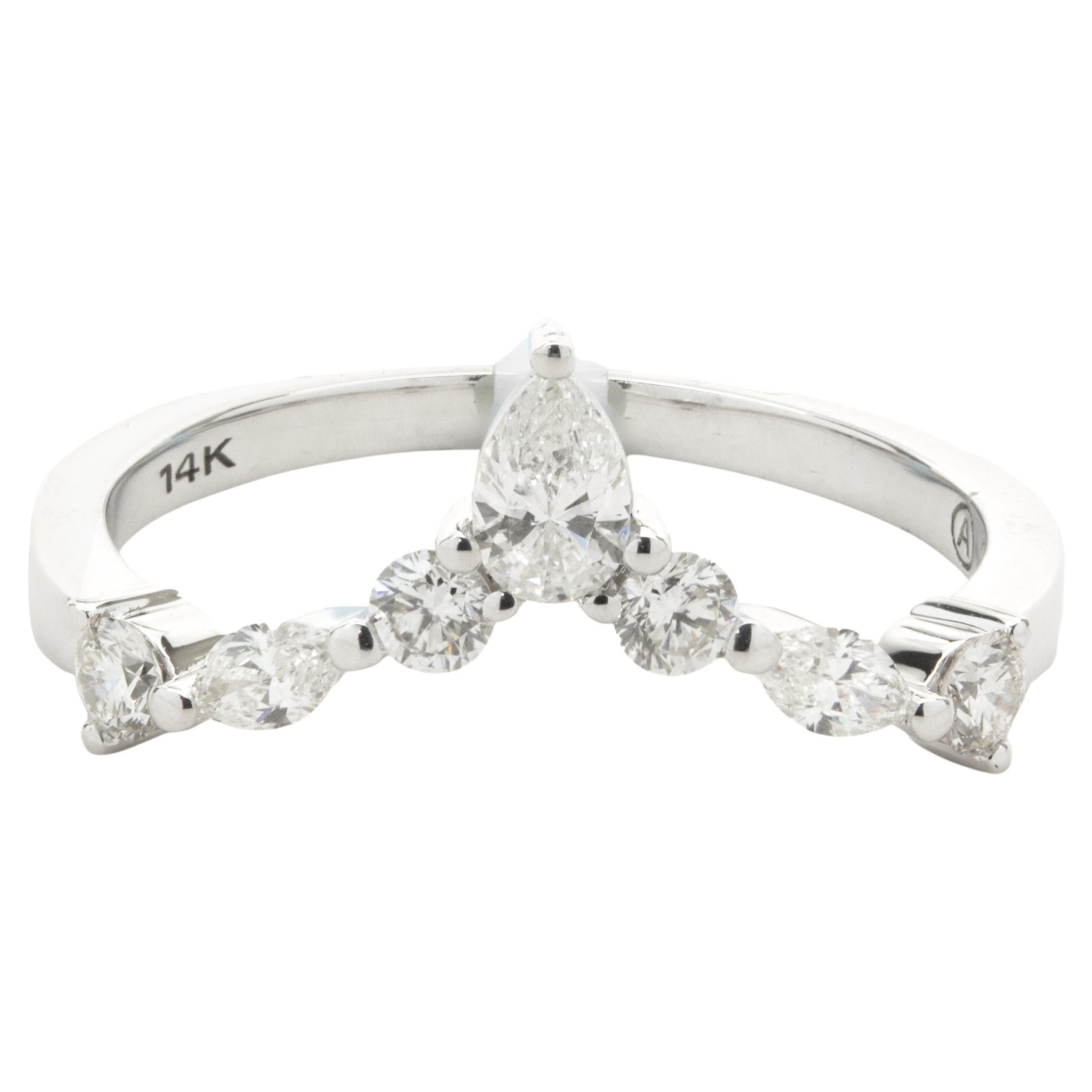 14 Karat White Gold Diamond Crown Band at 1stDibs