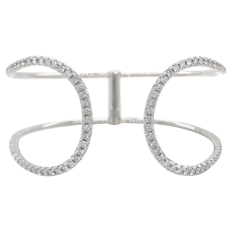 18K Diamond Open Space Bangle Bracelet White Gold at 1stDibs