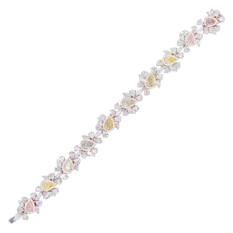 Emilio Jewelry 17.85 Carat Fancy Color Diamond Bracelet For Sale at 1stDibs