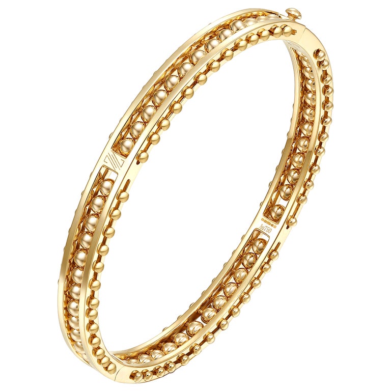 Impressionists Unisex Bangle 18 Karat Yellow Gold Moving Gold Beads For ...