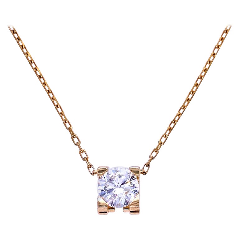 Vintage Cartier ‘C de Cartier’ Diamond Pendant and Chain 18 Karat ...